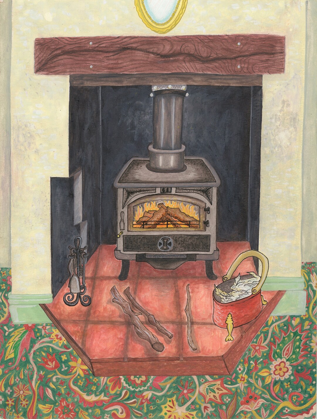 Cottage Fireplace Print - Etsy