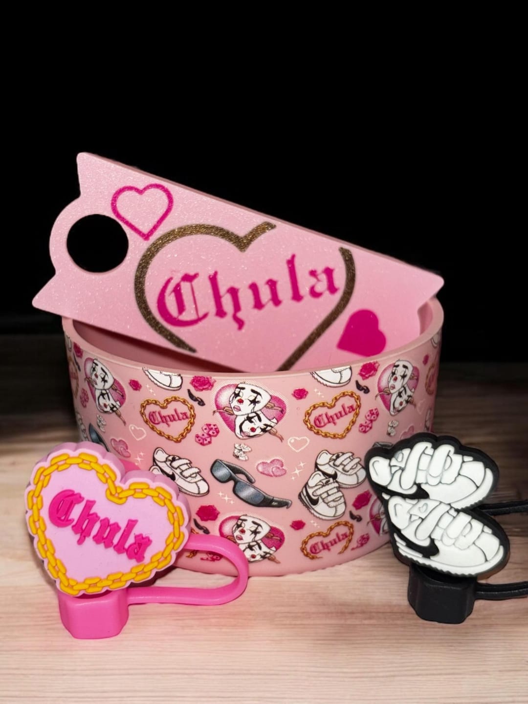 Pink Chula Tumbler Accessory Bundle-boot Lid Topper & Straw Topper Set ...