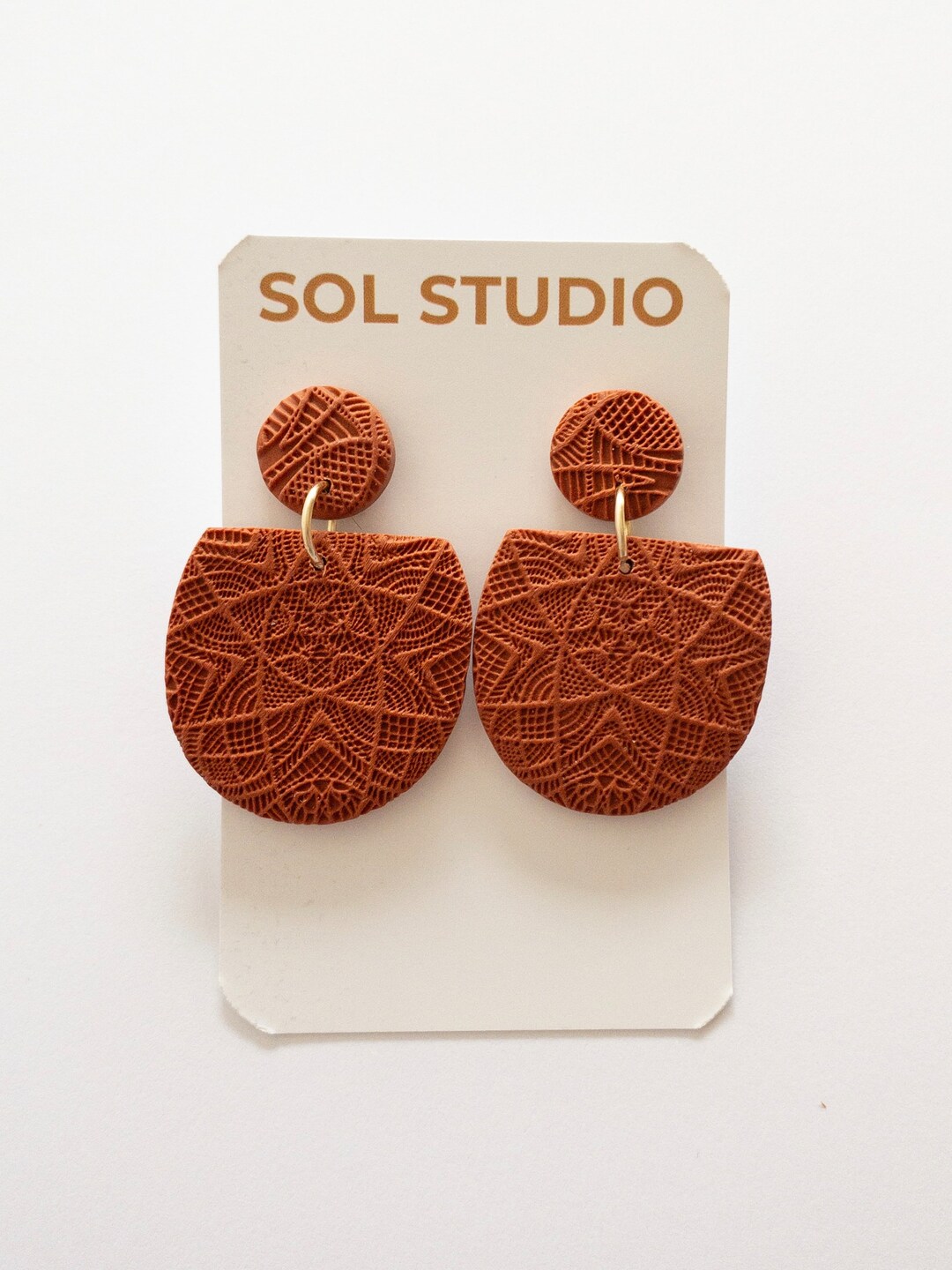 BEA // Terracotta Half Circle Textured Clay Earring - Etsy