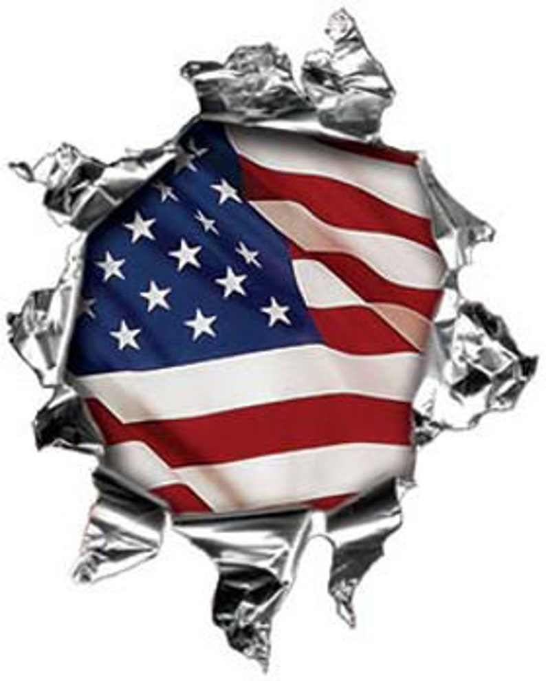 Mini Rip Torn Metal Bullet Hole Style Graphic With American | Etsy