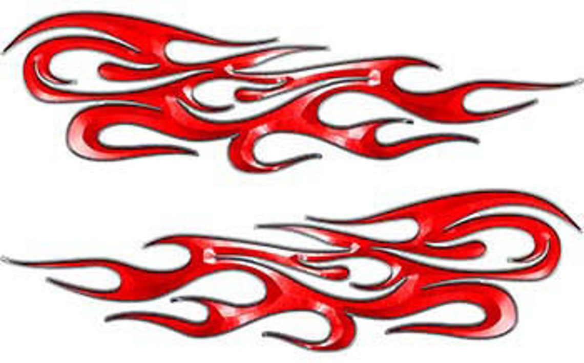 Traditional Tribal Flame Reflective Decals With Silver Outline - Etsy