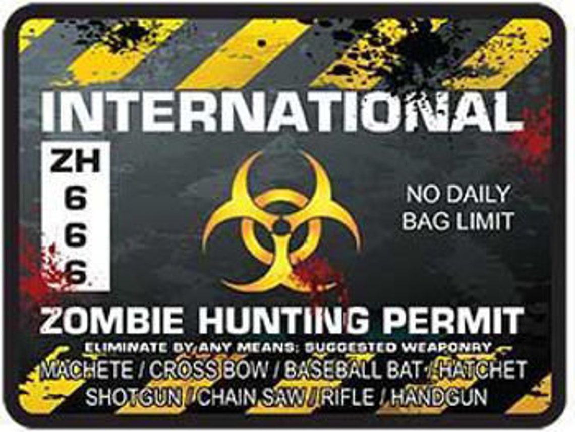 Zombie Hunting Permit Decals - Etsy