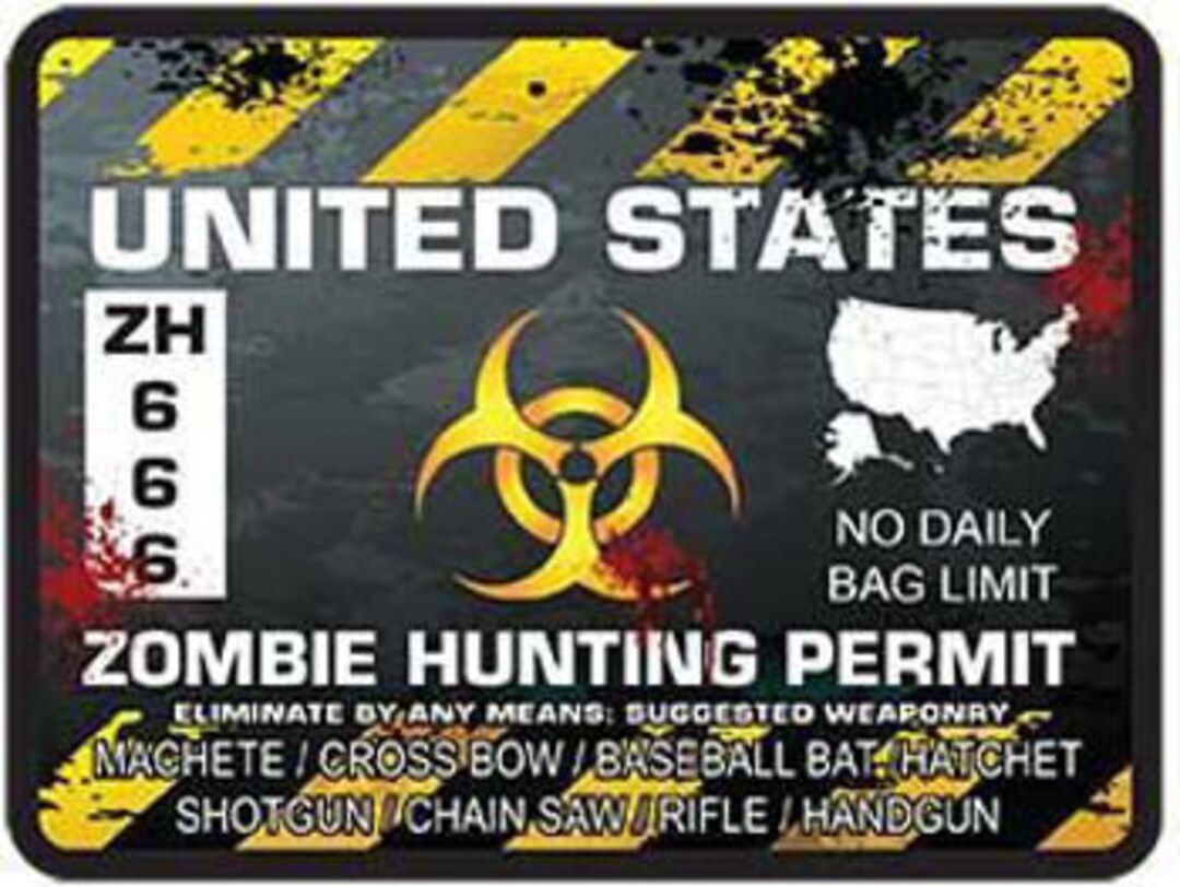 Zombie Hunting Permit Decals - Etsy