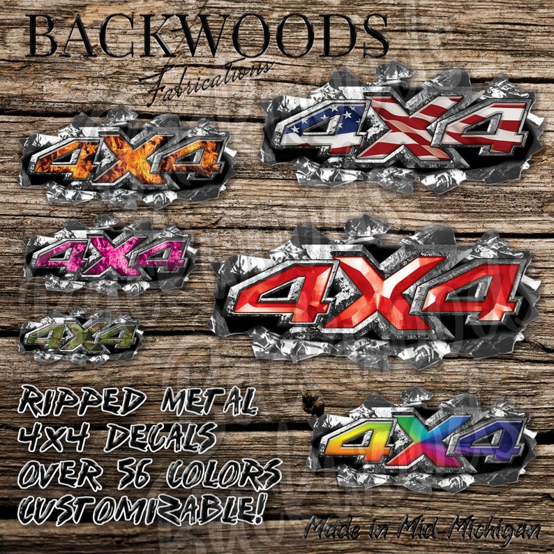 Ripped Torn Metal Tear Custom 4x4 Decals for Your Truck Available in 56 ...