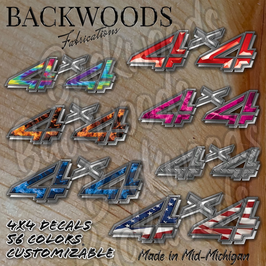 4x4 Decals Truck Bedside or ATV Customizable 56 Colors, 3 Sizes ...