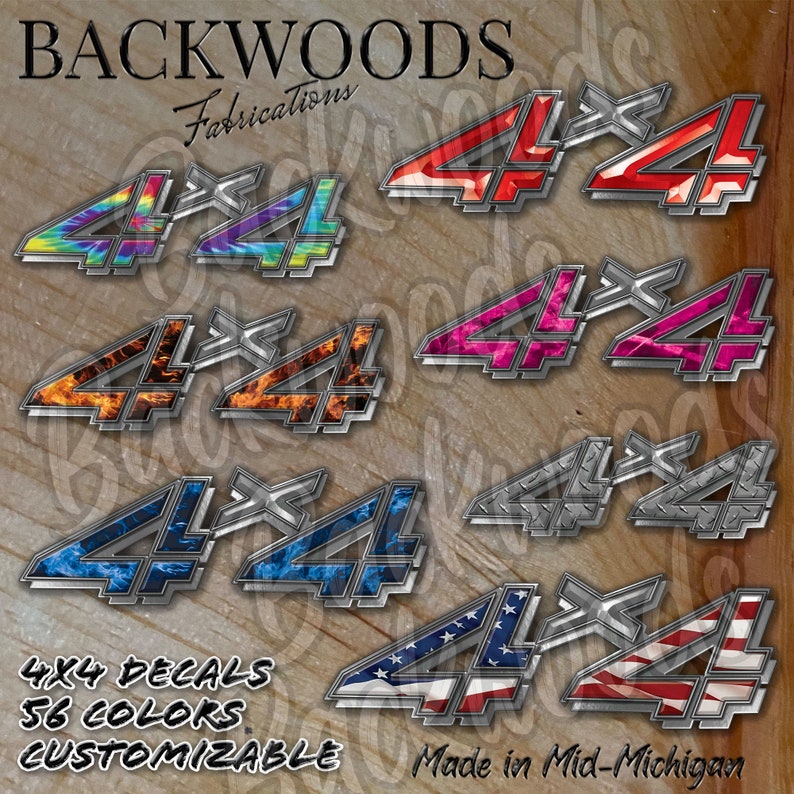 4x4 Decals Truck Bedside or ATV Customizable 56 Colors, 3 Sizes ...