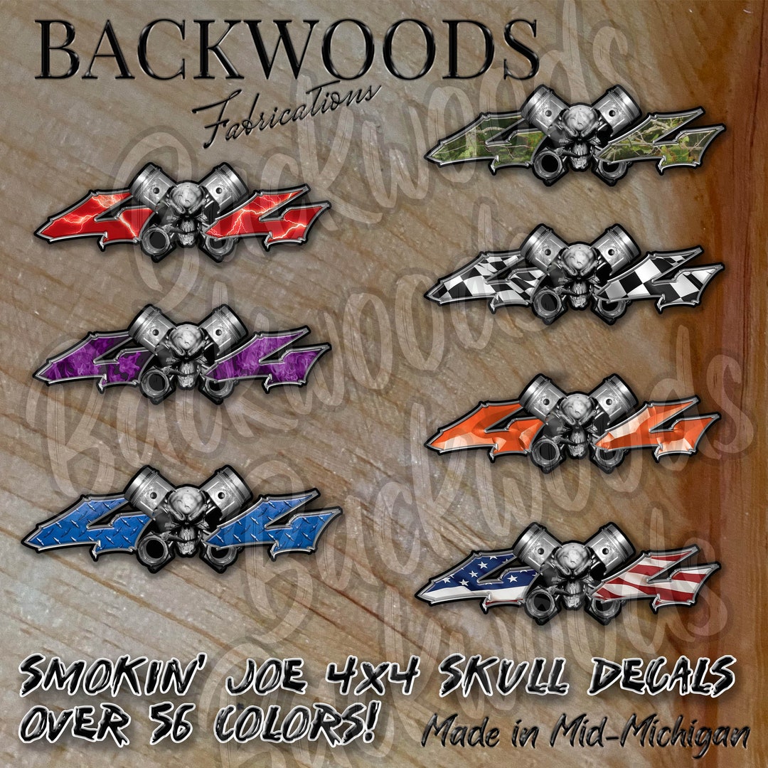 Original Smokin Joe 4x4 Skull Piston Decals in 56 Different Colors ...