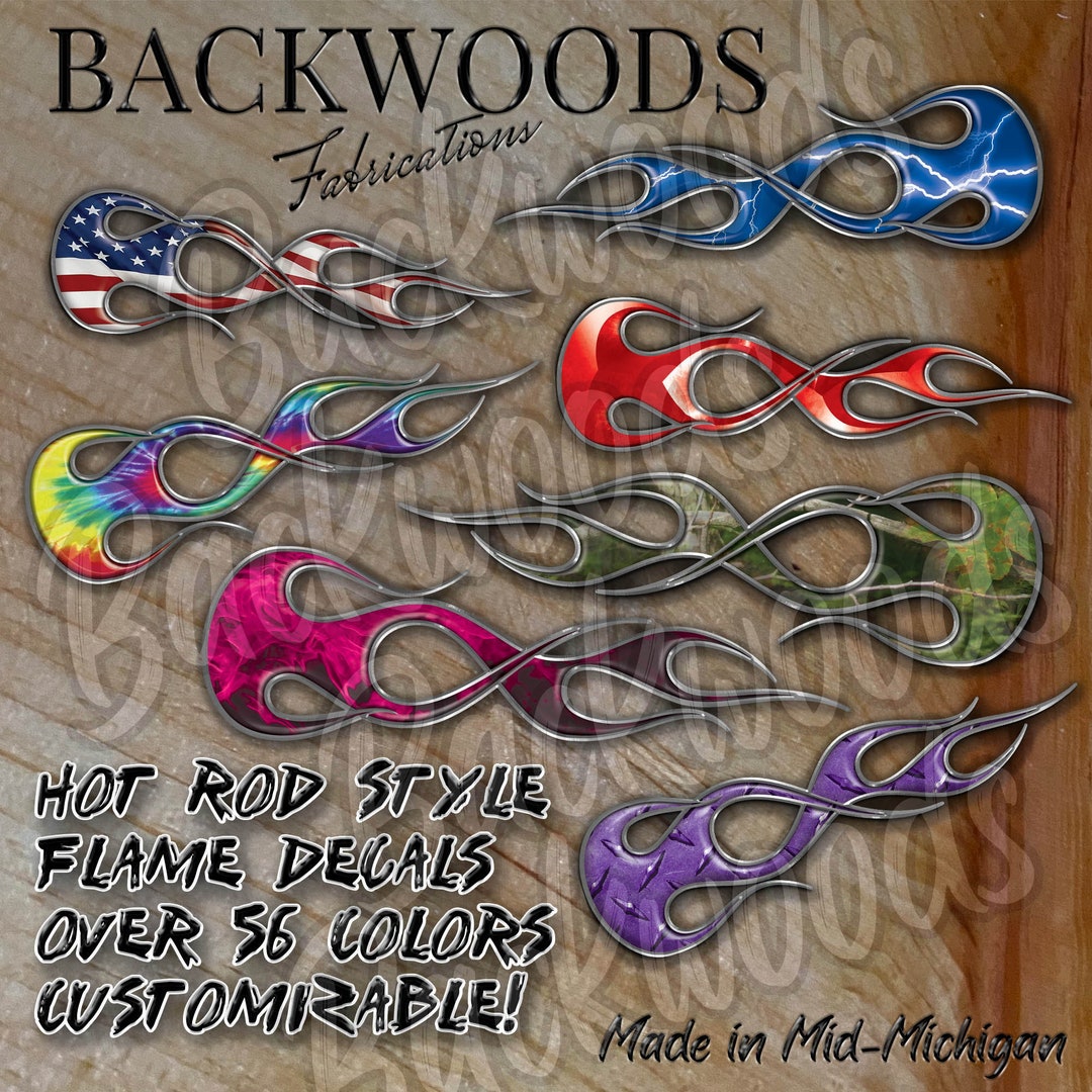 Old School Flame Decals Customizable in 56 Different Colors, Sizes ...