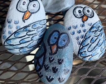 Painted Owl Rocks - Etsy