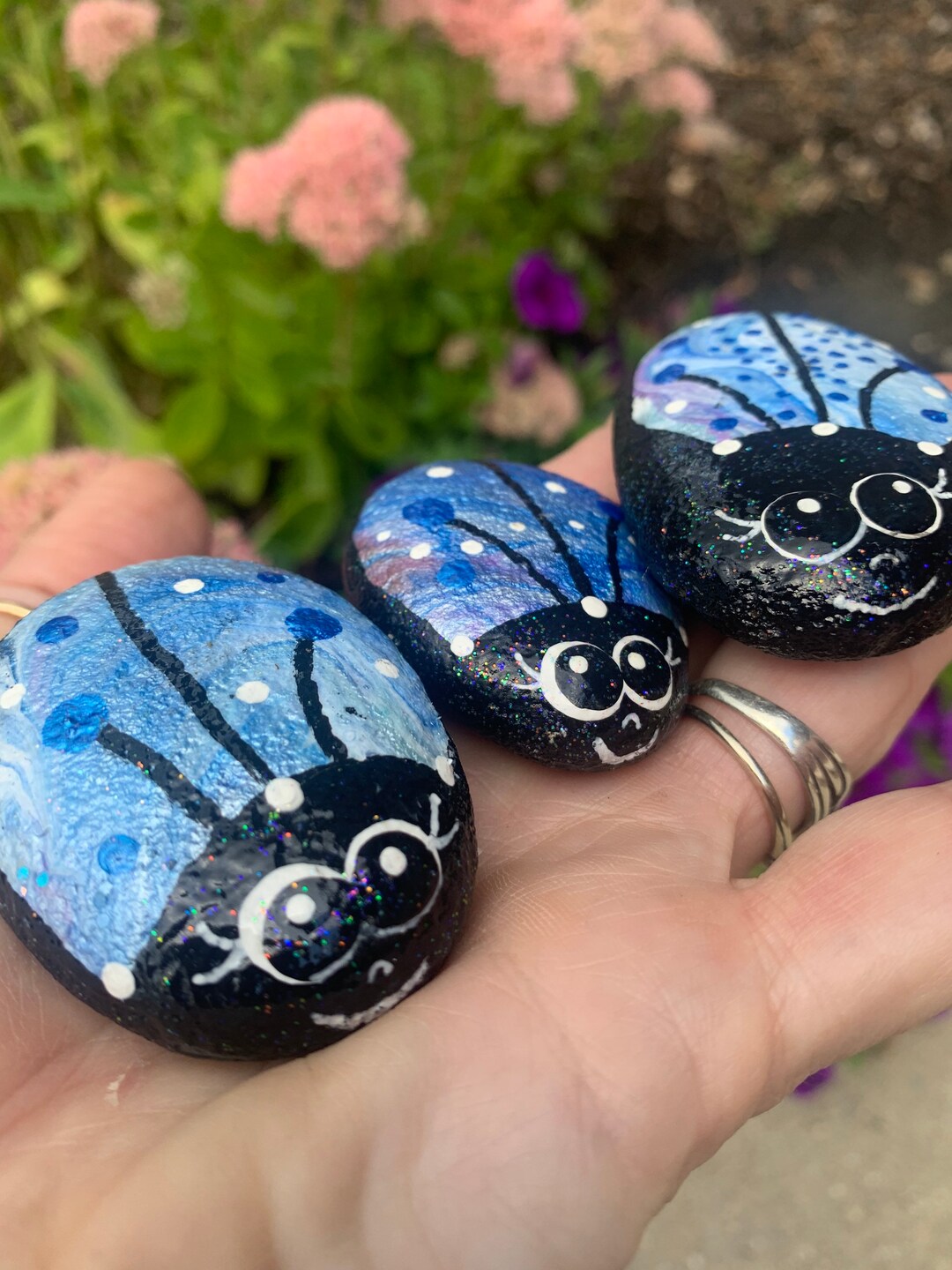 Hand Painted Rock Set Bug Rocks Garden Decor Friendship Rocks - Etsy
