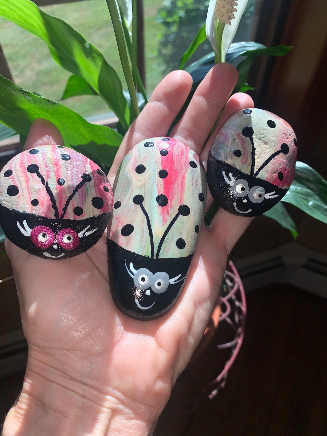 Hand Painted Rock Bugglespainted Bug Rocks Garden Decor - Etsy