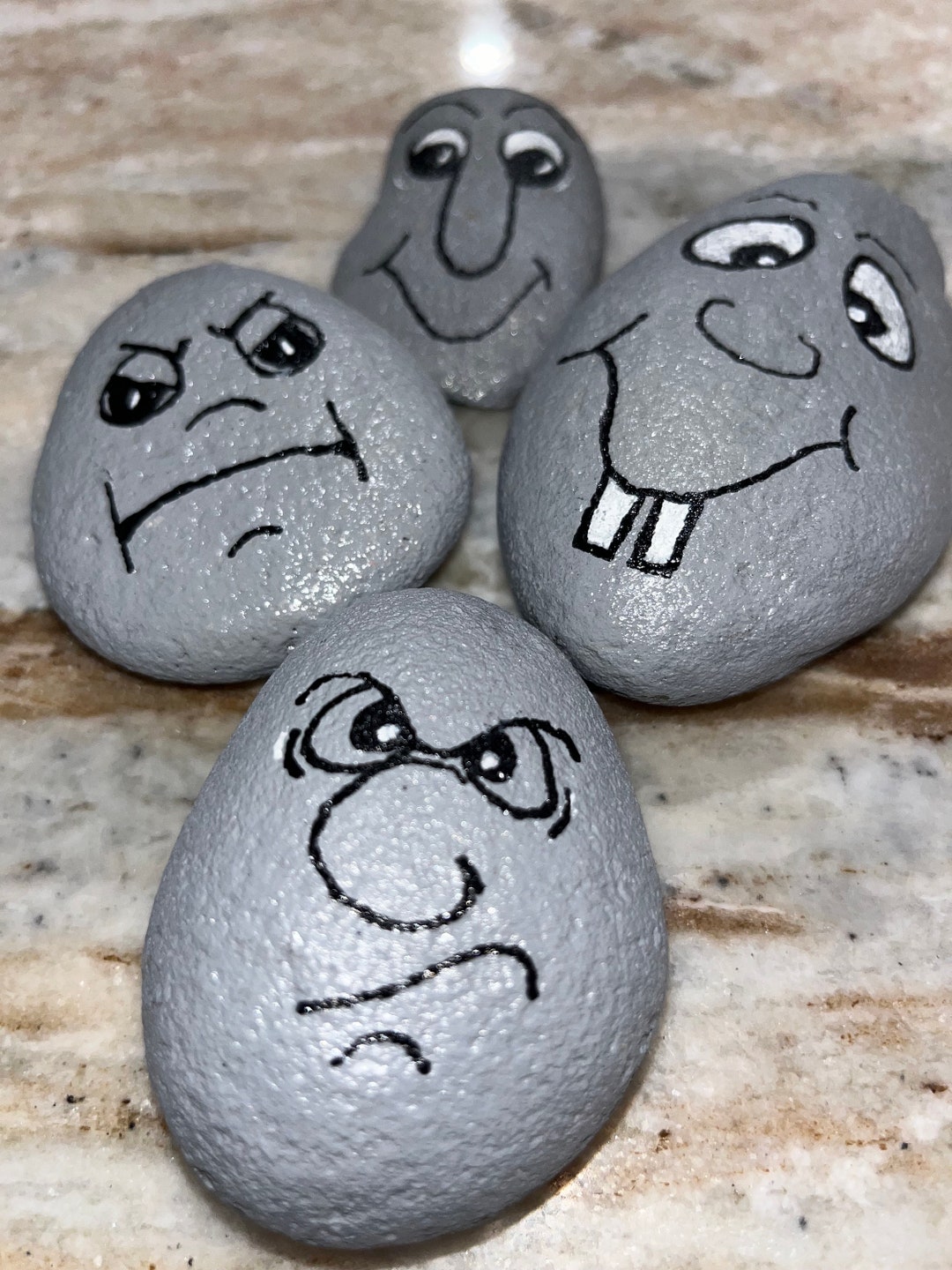 Silly Faced Rocks Set of 4 - Etsy