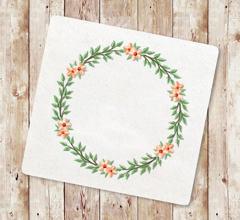 Floral Wreath Machine Embroidery Design, Flower Wreath, Wildflower ...