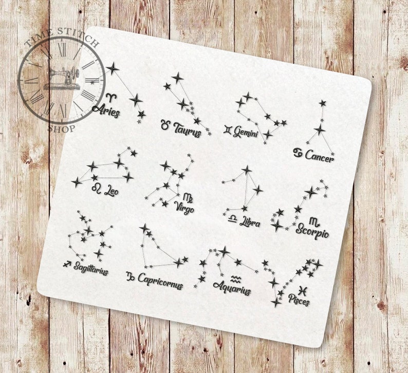 Constellations Star Signs Embroidery Designs, Zodiac Signs Embroidery ...