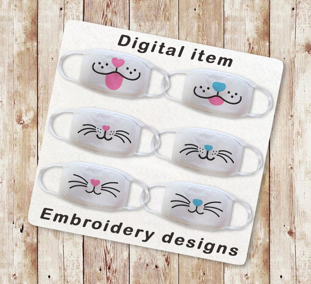 SET of 6 Designs. Face Mask Machine Embroidery Designs Bunny - Etsy