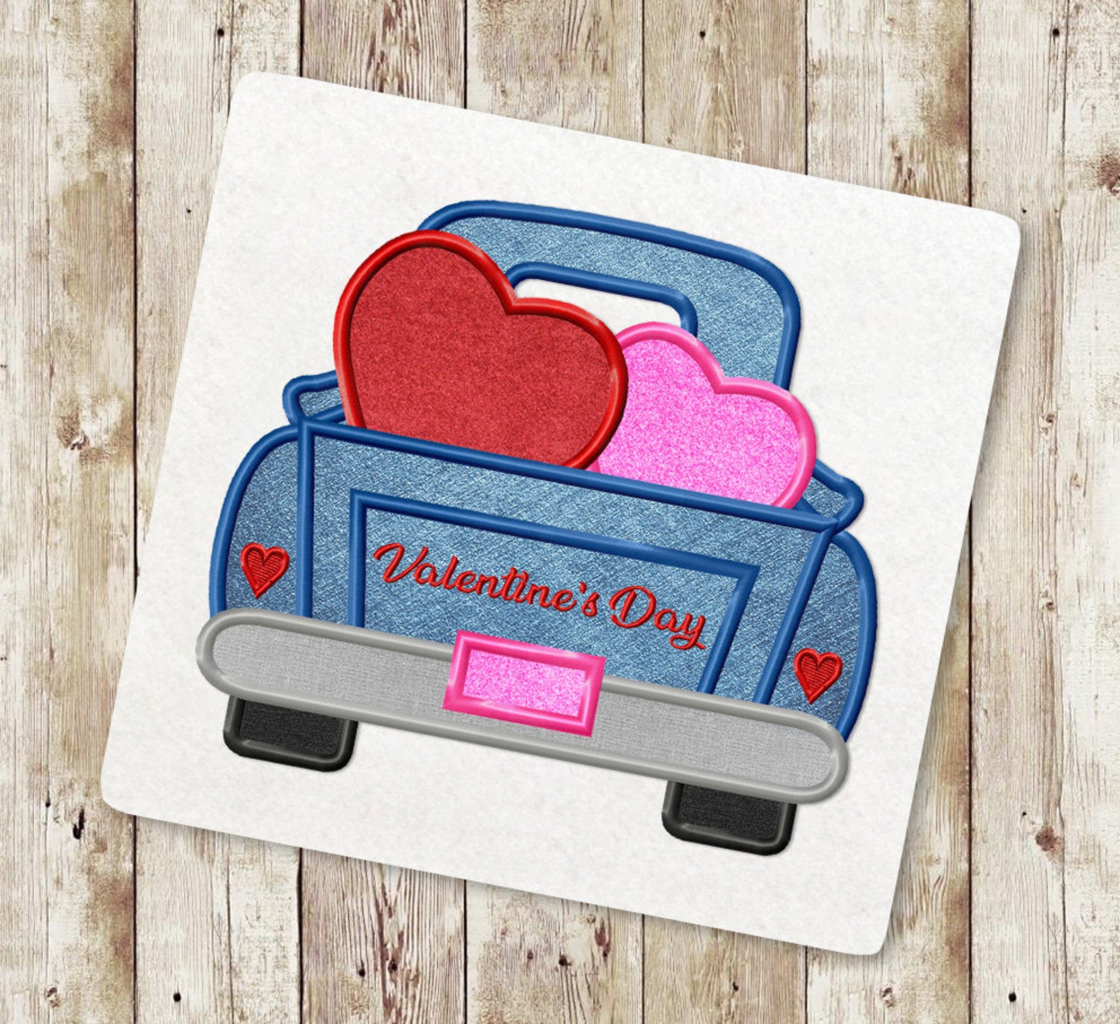 Valentines Truck Applique Embroidery Design Retro Truck | Etsy