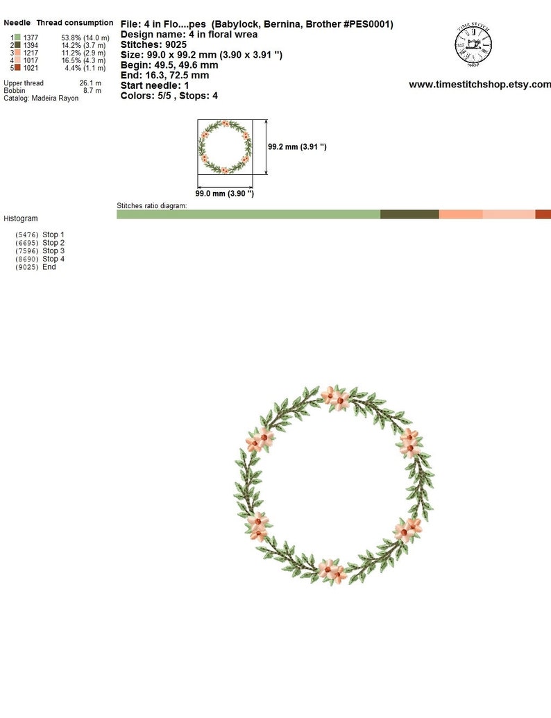 Floral Wreath Machine Embroidery Design, Flower Wreath, Wildflower ...