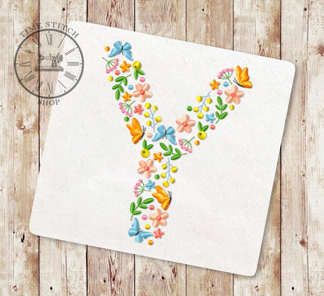 Floral Letter Y Machine Embroidery Design Wildflower Alphabet Font From ...