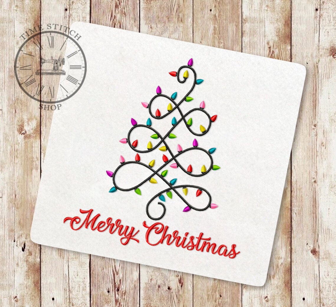 Christmas Lights Machine Embroidery Design Holiday Embroidery - Etsy