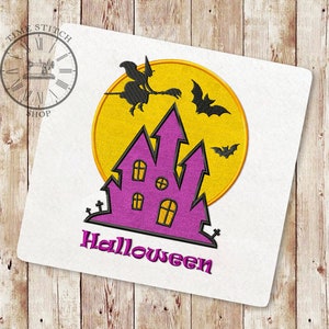 Haunted House Applique Embroidery Designs, Witch House, Halloween ...