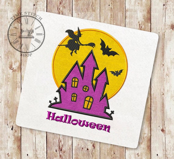 Haunted House Applique Embroidery Designs Witch House | Etsy