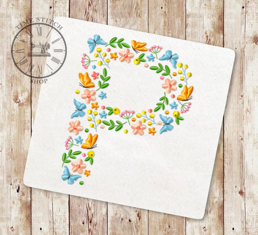 Floral Letter P Machine Embroidery Design Wildflower Alphabet Font From ...