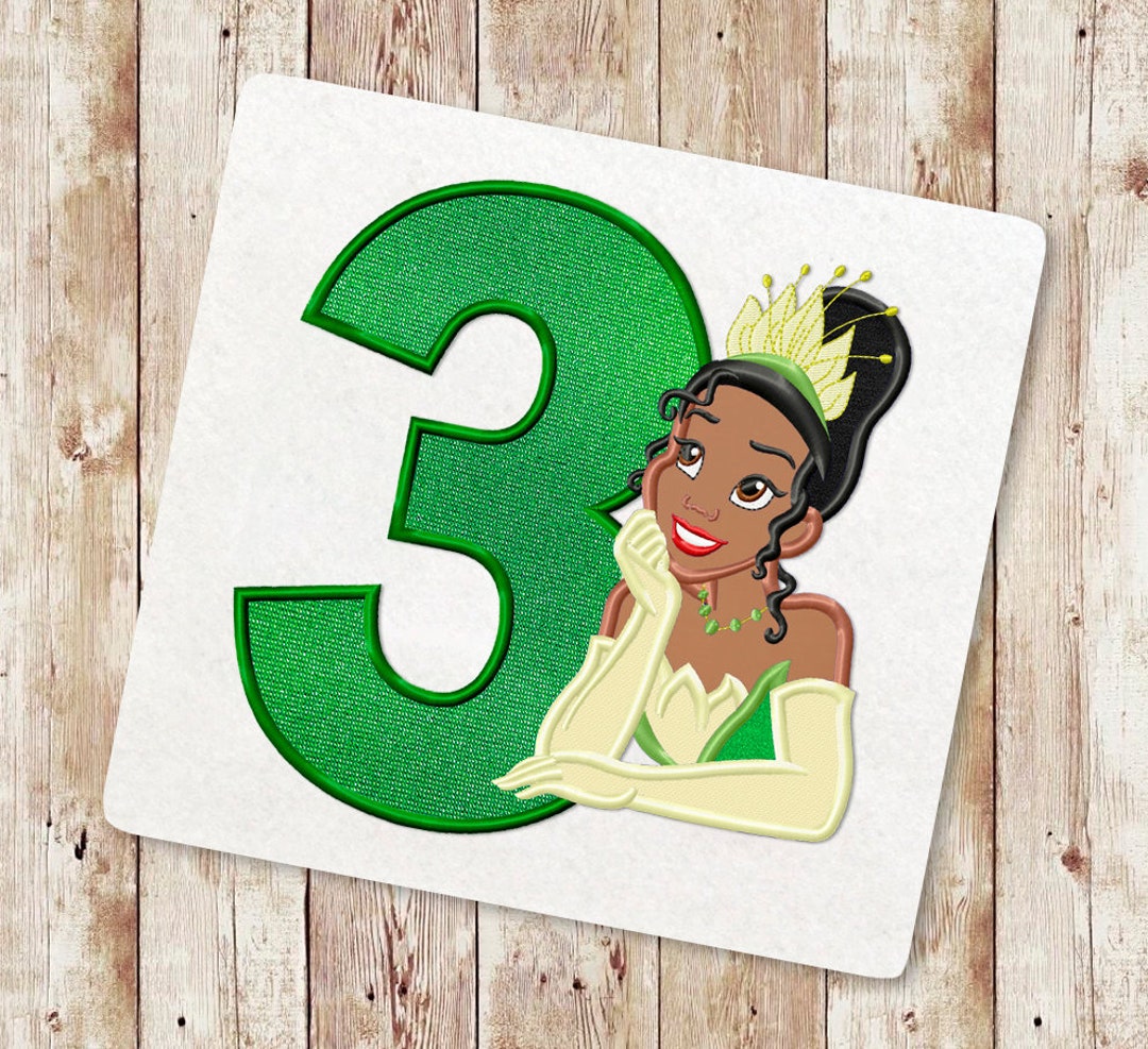 Princess Third Birthday Applique Embroidery Design, Princess Frog ...