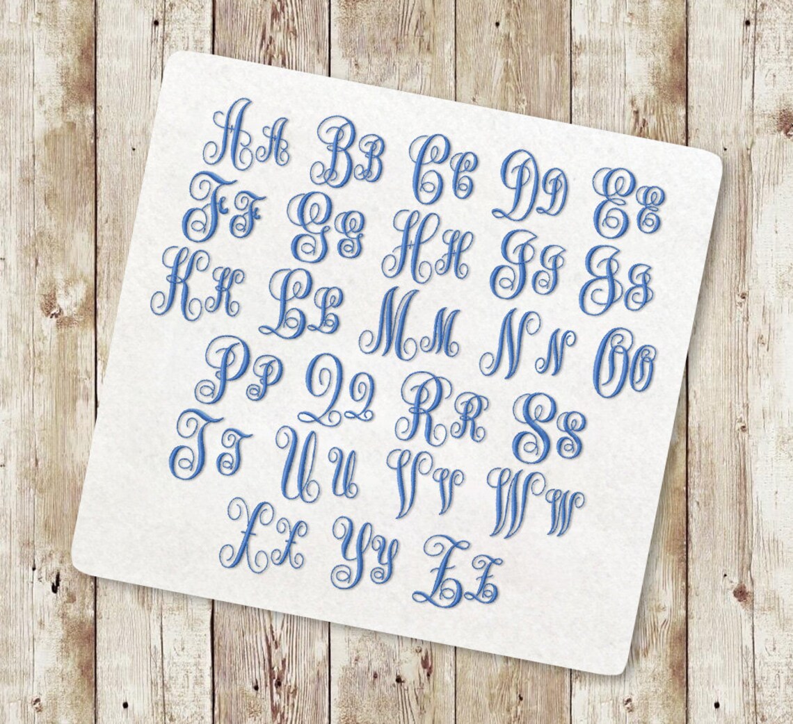 Vine Monogram Font Machine Embroidery Design Monogram - Etsy