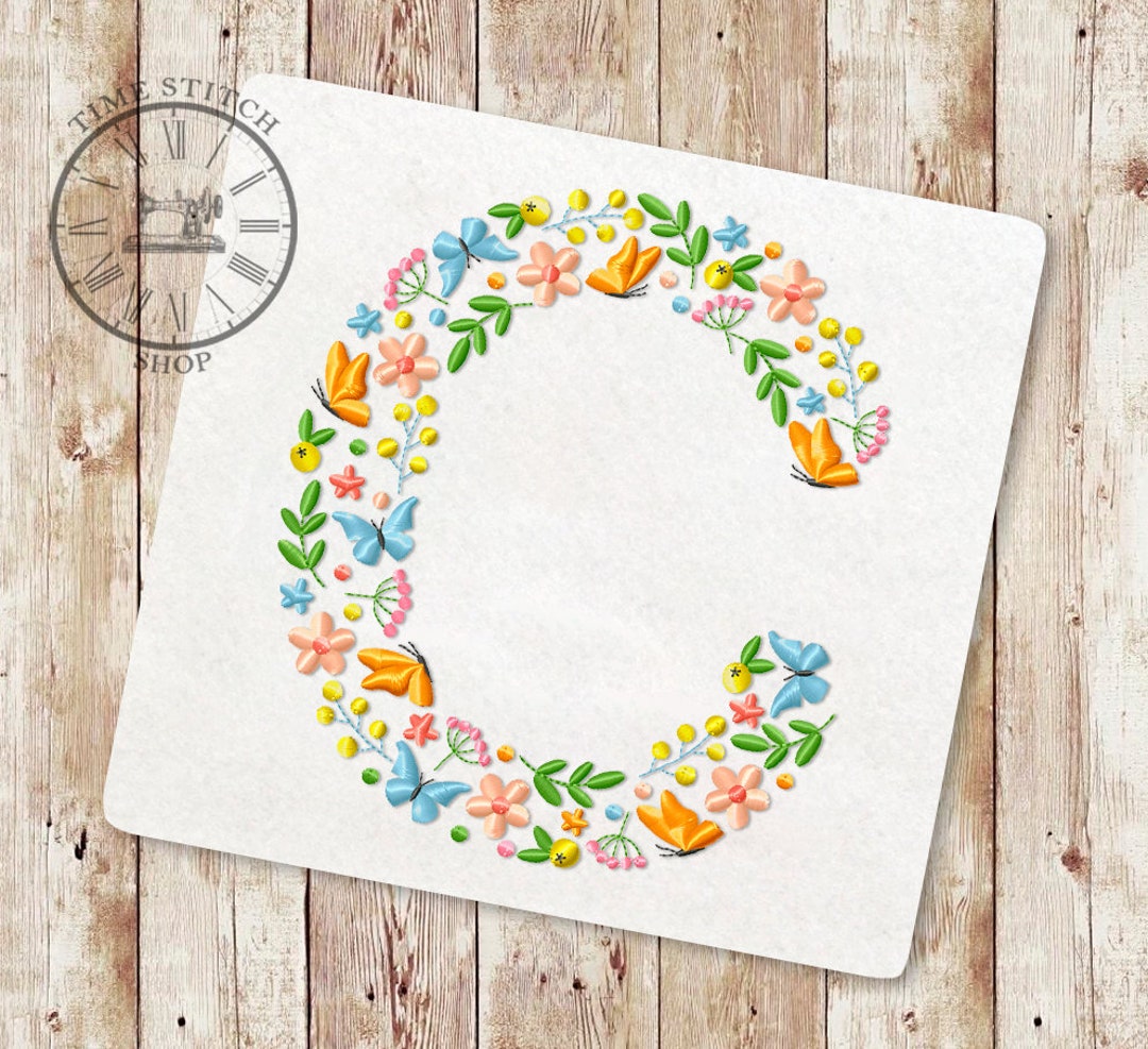Letter C, Machine Embroidery Design, Wildflower, Font From Flowers and ...
