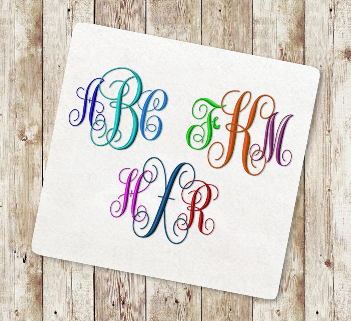 Vine Monogram Font Machine Embroidery Design Monogram | Etsy