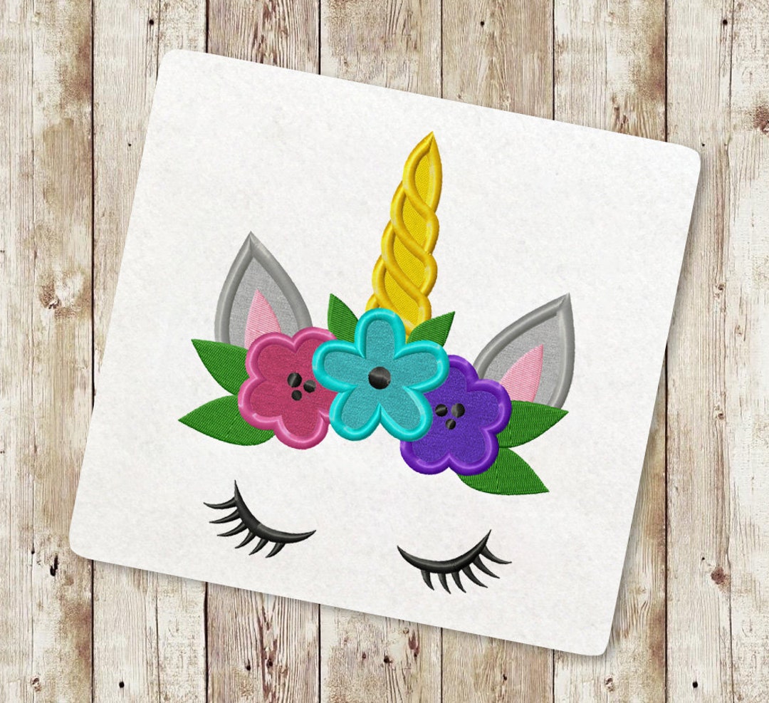Unicorn Face Applique Embroidery Design, Unicorn Head Machine ...