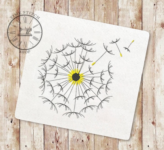 Dandelion Machine Embroidery Design Wildflowers Embroidery - Etsy