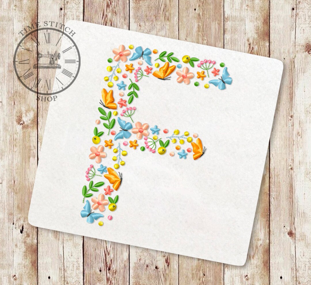 Floral Letter F Machine Embroidery Design Wildflower Alphabet Font From ...