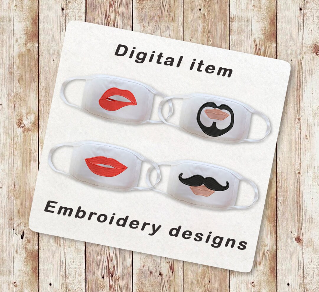 SET of 4 Designs. Face Mask Machine Embroidery Designs Lips - Etsy