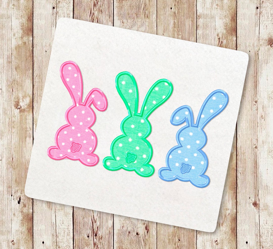 Three Bunnies Applique Embroidery Designs, Easter Bunny Applique ...