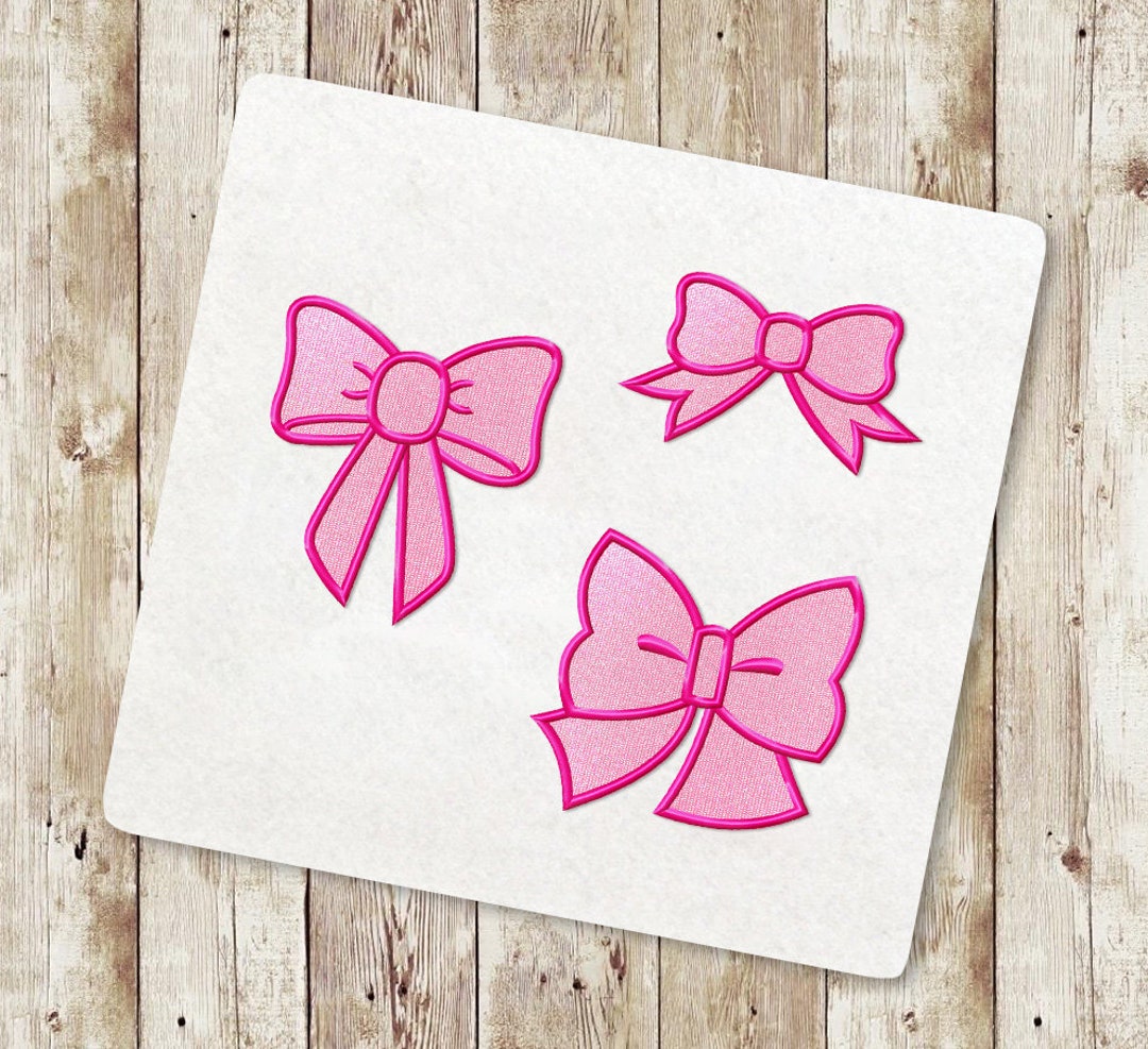Set of 3 Bows Applique Embroidery Designs, Girl Bow Applique Embroidery ...