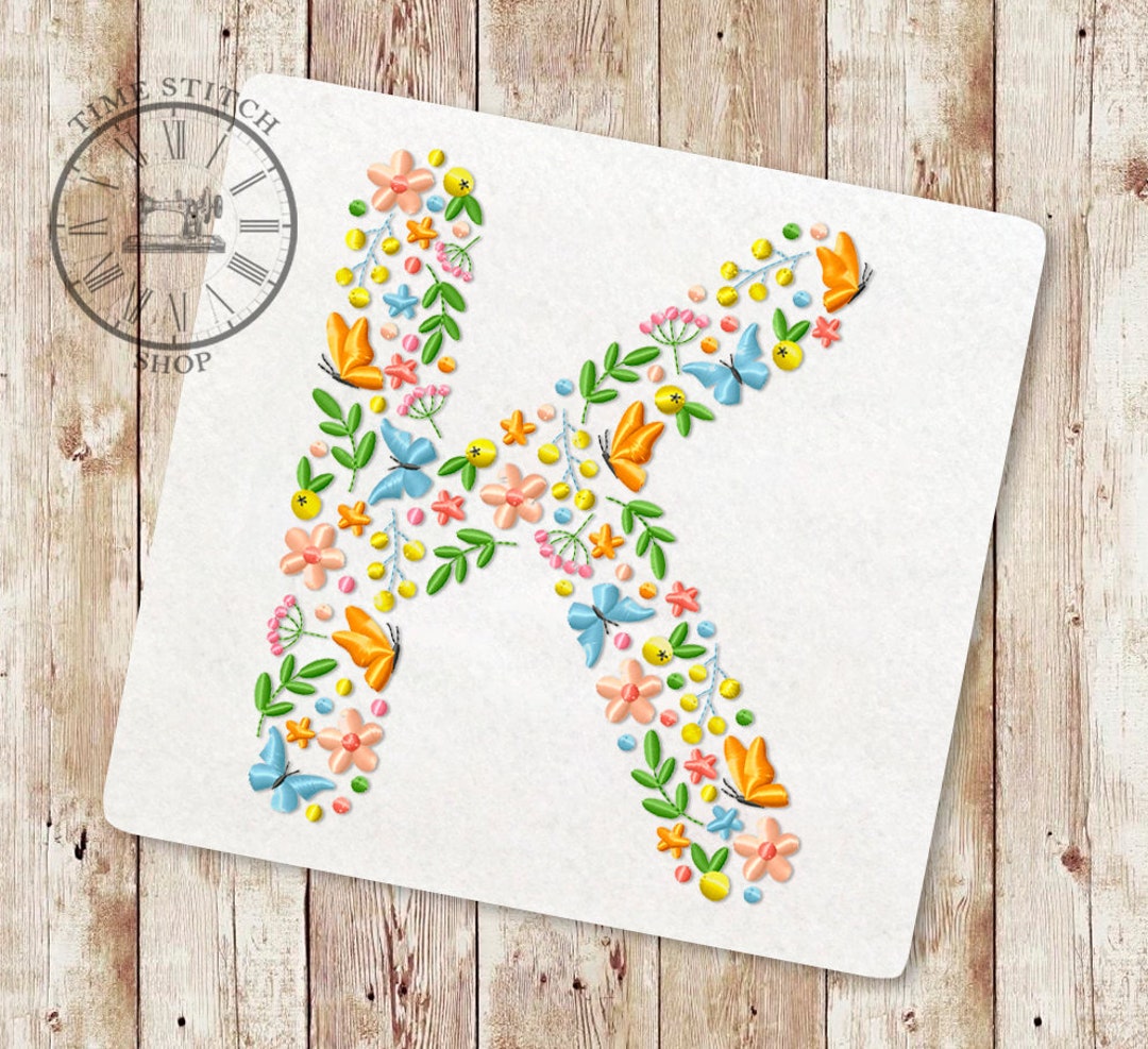 Floral Letter K Machine Embroidery Design Wildflower Alphabet Font From ...