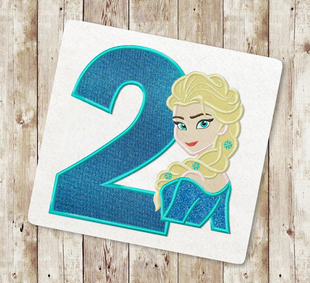 Princess Second Birthday Applique Embroidery Design, Ice Queen Applique ...