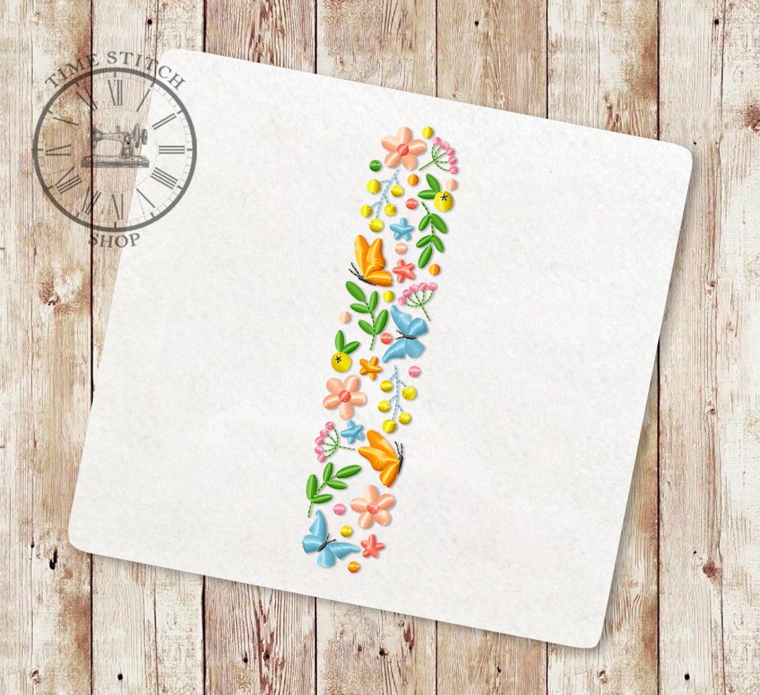 Floral Letter I Machine Embroidery Design Wildflower Alphabet Font From ...