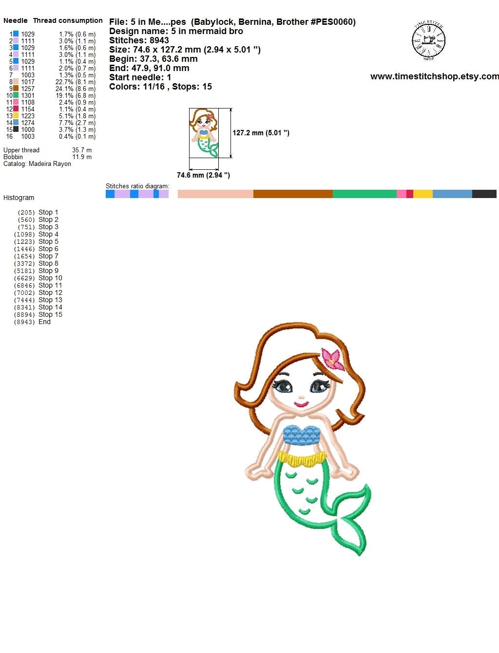 Little Mermaid Applique Embroidery Designs, Mermaid Brown Hair ...