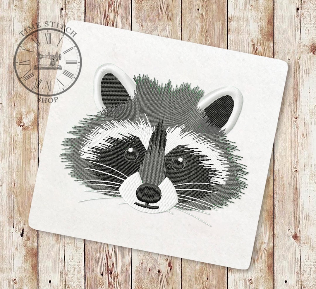 Adorable Raccoon Head Embroidery Design, Cute Woodland Animal ...