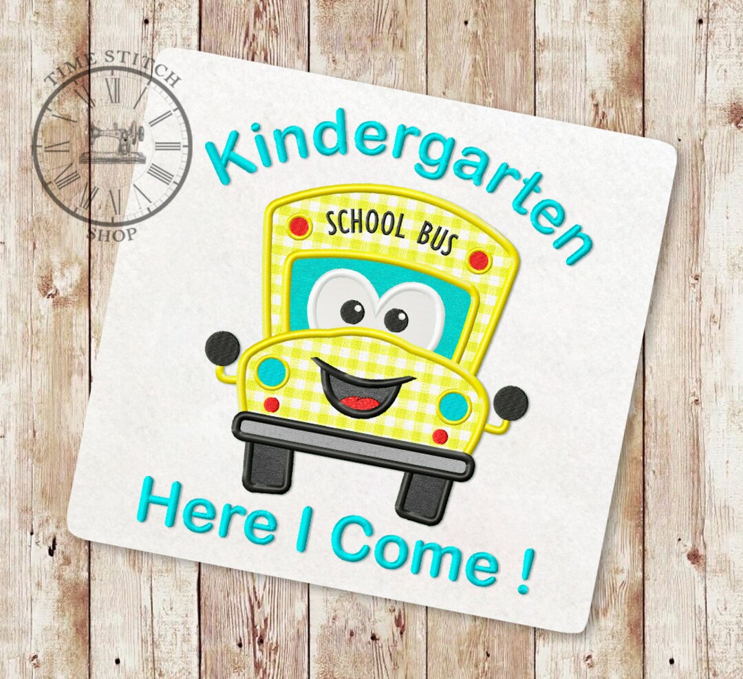 School Bus Applique Embroidery Design, Retro Bus Machine Embroidery ...