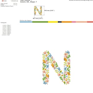 Floral Letter N Machine Embroidery Design Wildflower Alphabet Font From ...