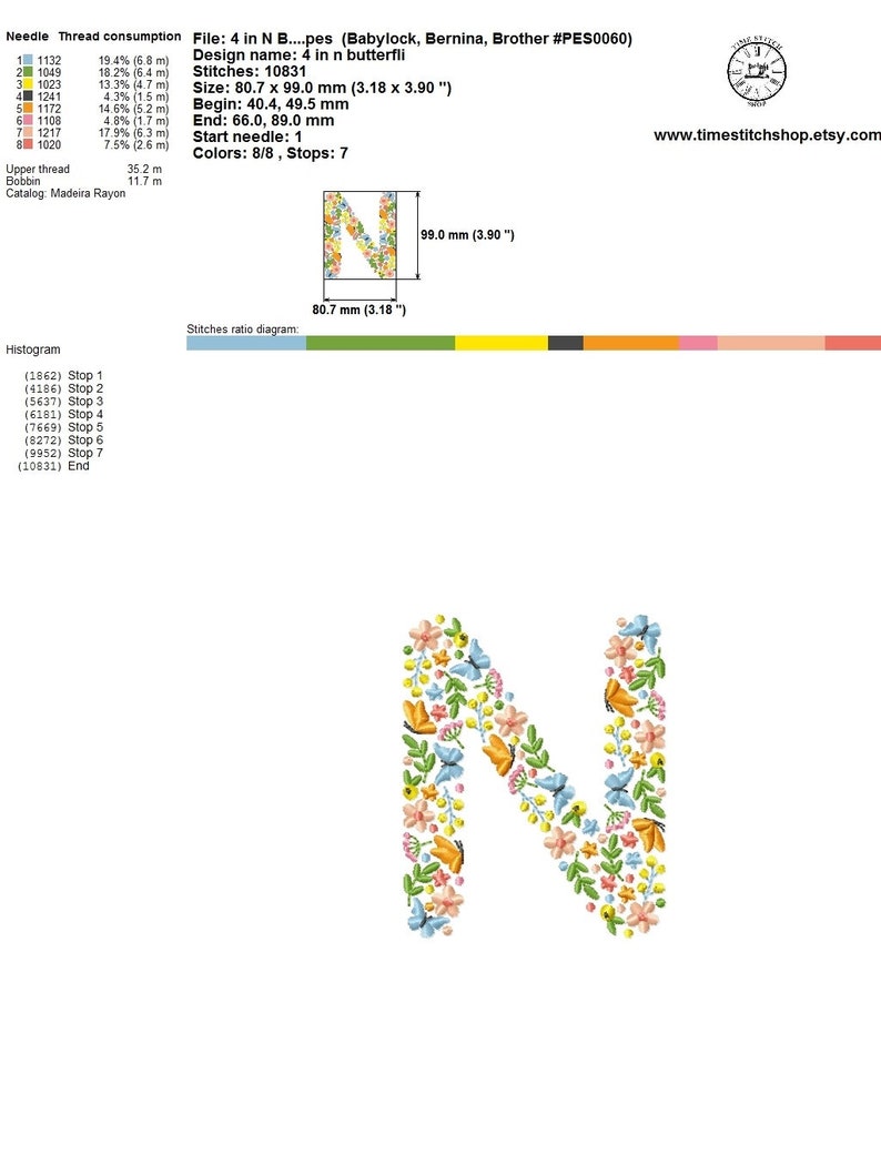 Floral Letter N Machine Embroidery Design Wildflower Alphabet Font From ...