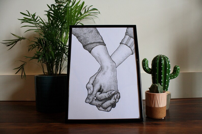 A4 Original Holding Hands Art Print | Etsy