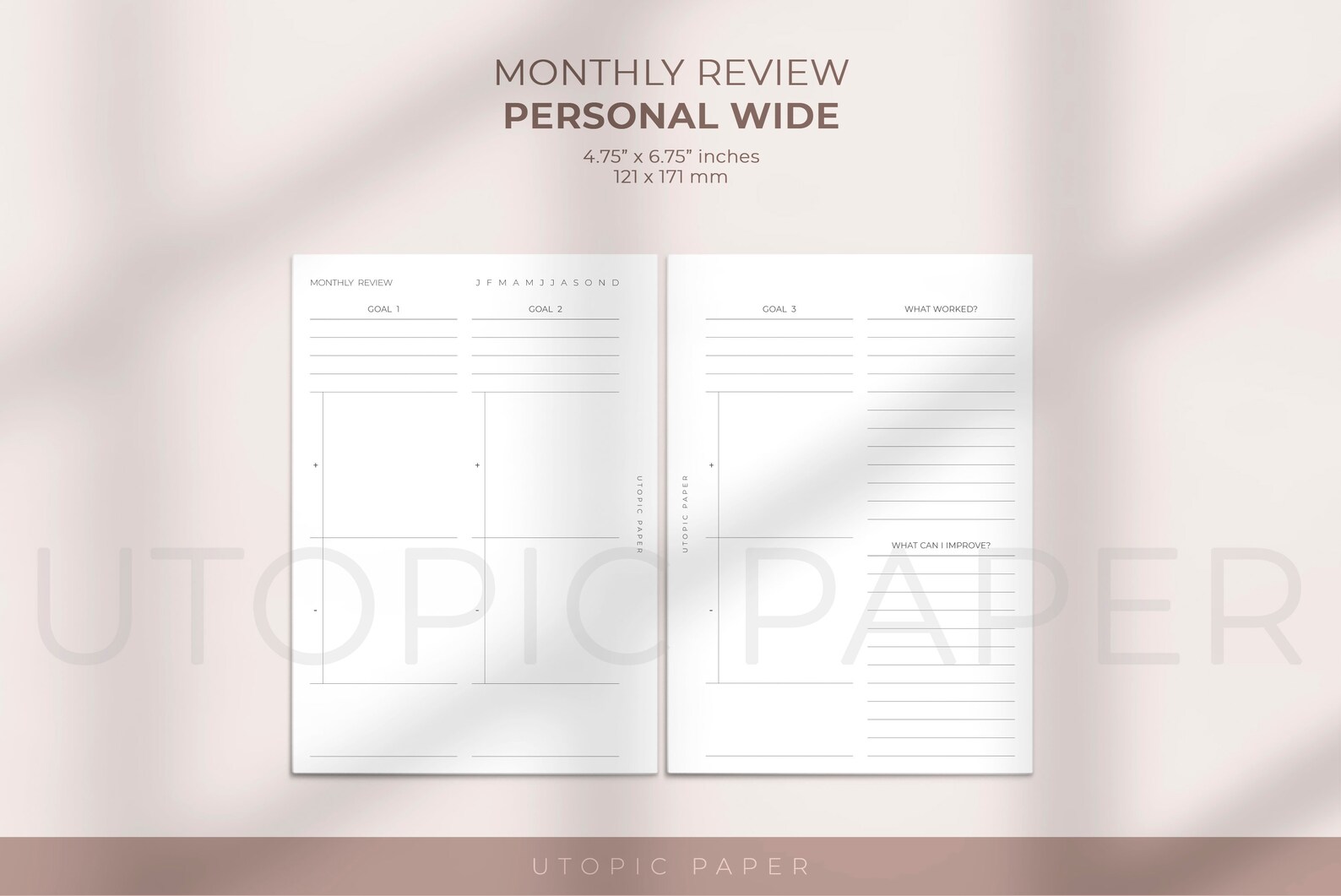 Monthly Review Planner Insert Personal Wide, Monthly Review, Monthly ...