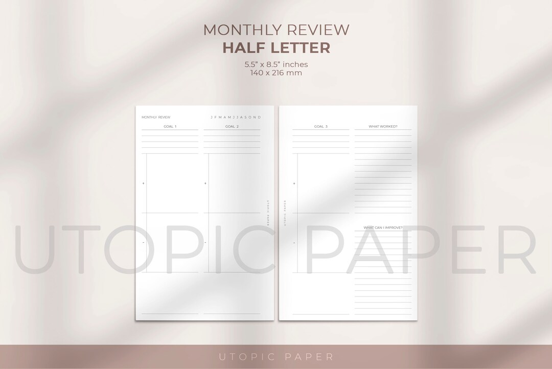 Revisión Mensual Imprimible Half Letter , Insertos Imprimibles ...