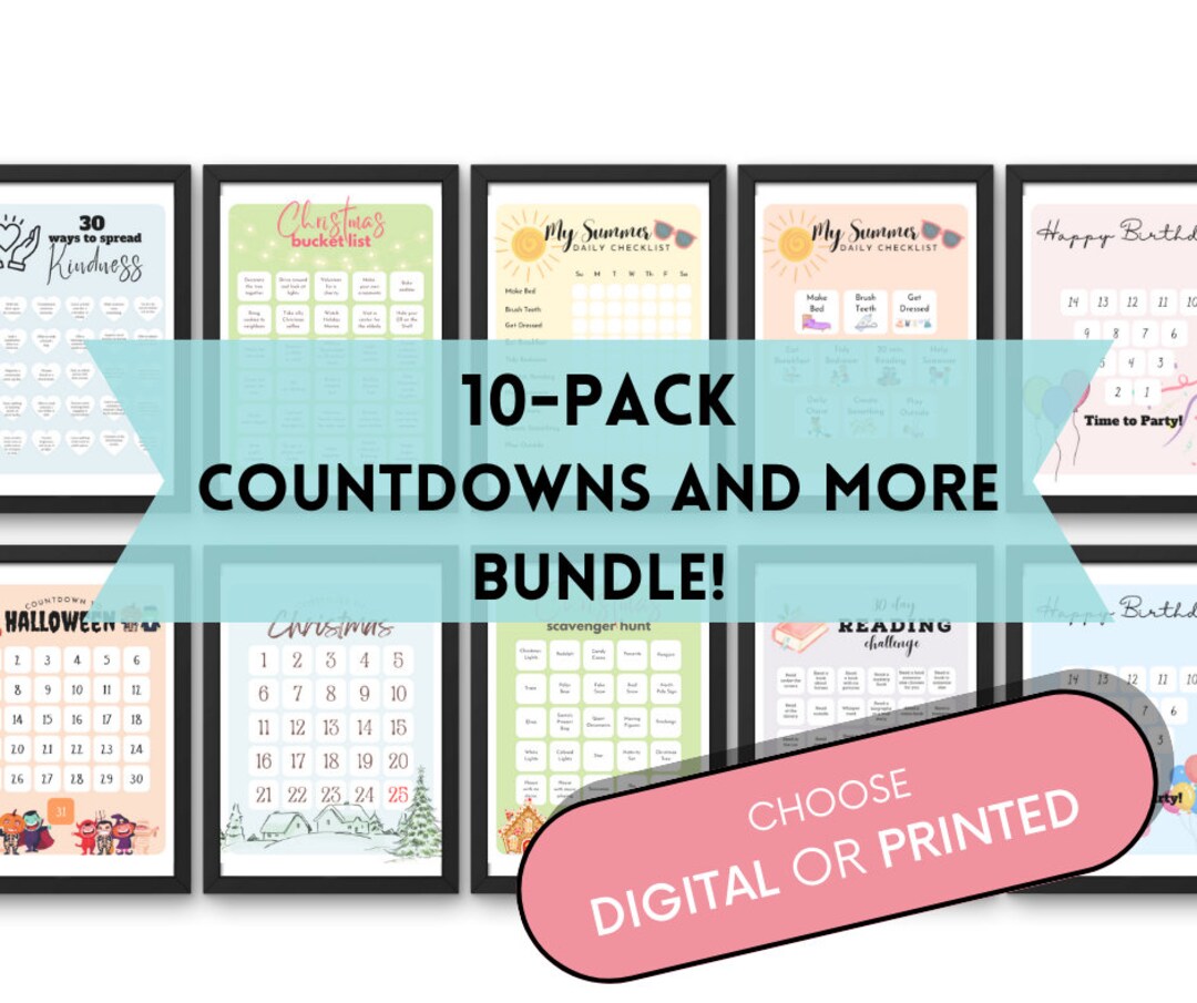 Countdown Prints Bundle | Christmas, Halloween, Summer Checklists - Etsy