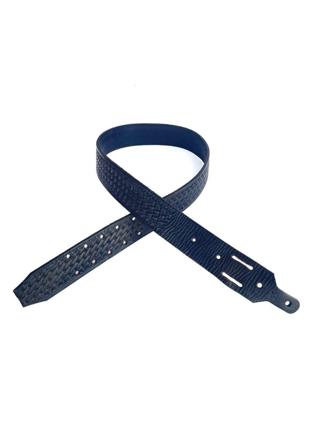Vintage Police Duty Belt Black Basket Weave Unfinished Strap M Size 34 ...