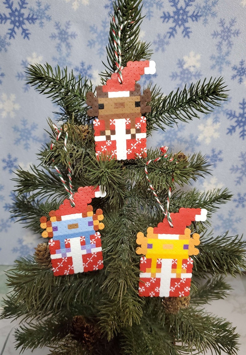 Axolotl Perler Bead Ornaments Minecraft Inspired Ornaments Perler Bead ...